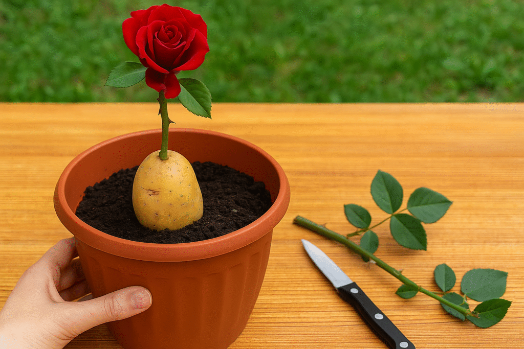 Método sencillo para reproducir rosas con una patata. - Habemus Asado